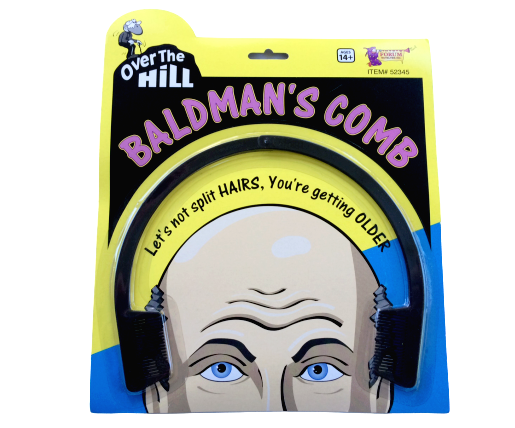 1 BALD MANS COMB Over The Hill Old Age Balding Hair Joke Prank Gag Gift ...