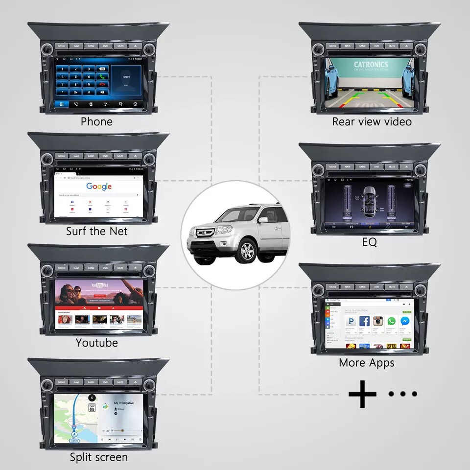 For 2009-2013 Honda Pilot Android 13 Car Stereo Radio Apple Carplay HD ...