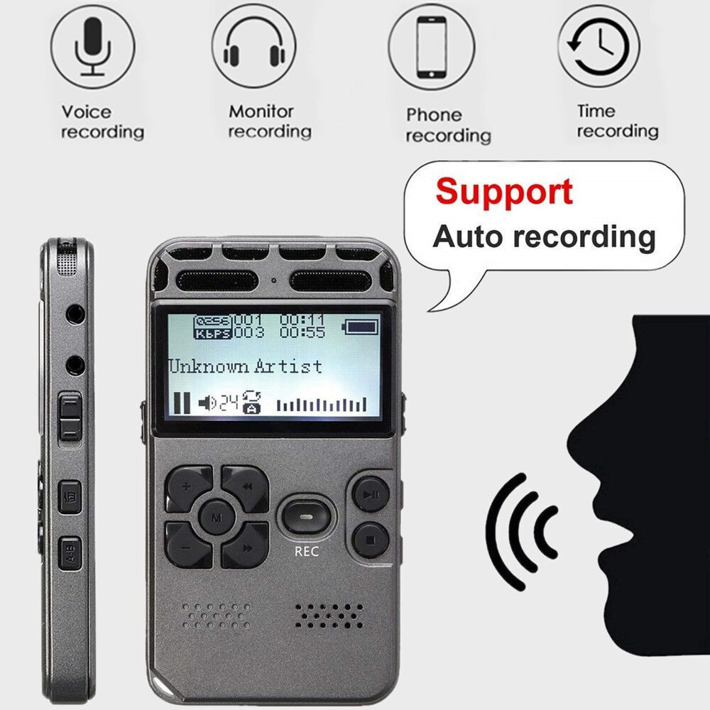 Rechargeable LCD Digital Audio Sound Voice Recorder Dictaphone MP3 ...