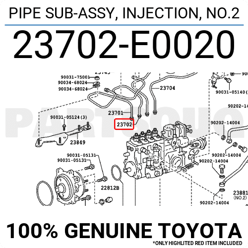 23702E0020 Genuine Toyota PIPE SUB-ASSY, INJECTION, NO.2 23702-E0020 | eBay