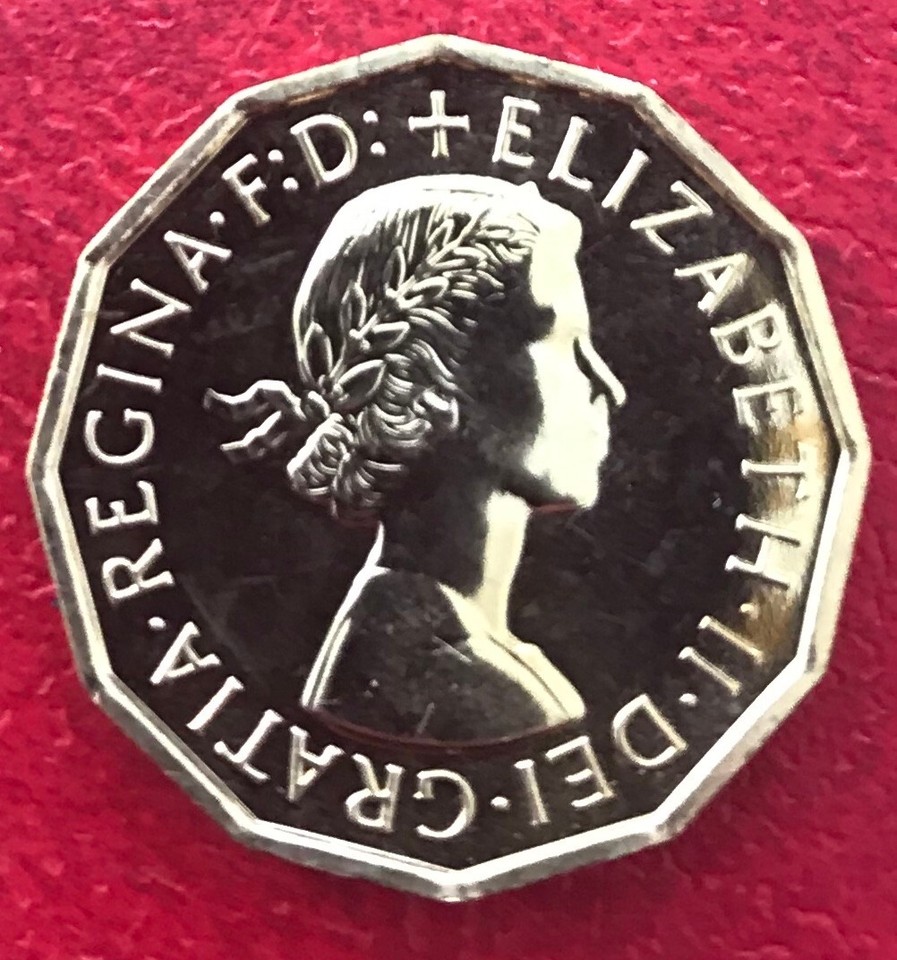 RARE - 1970 Proof Queen Elizabeth II Brass Three Pence - B-UNC ...