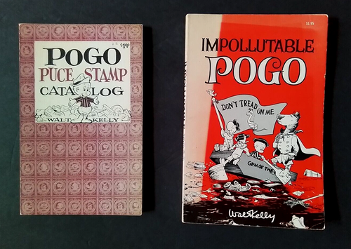 "POGO WALT KELLY" TWO LARGE SOFTCOVER TPB BOOKS "PUCE STAMP ...
