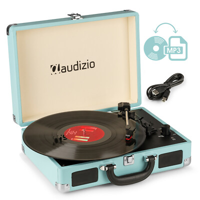RP114BL Briefcase Record Player with Built-in Speakers, USB, Vinyl to ...
