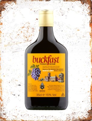 BUCKFAST BUCKIE TONIC WINE VINTAGE METAL GARAGE KITCHEN BAR PUB MAN ...