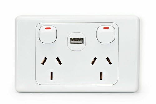Double USB Power Point GPO 10A Home Plug Socket Switch Wall outlet ...