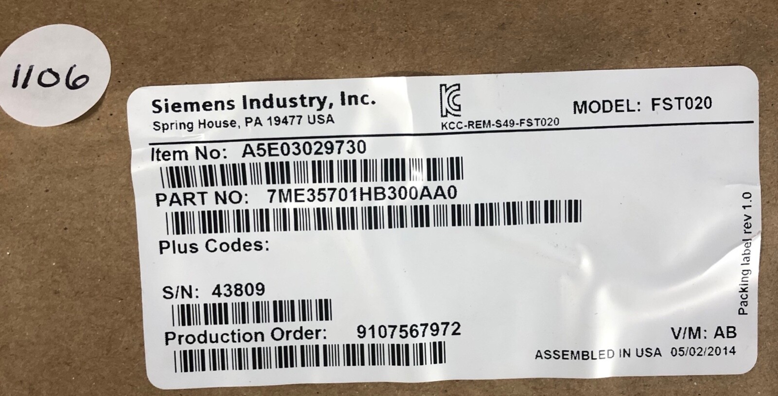 SIEMENS SITRANS 7ME35701HB300AA0 FST020 ULTRASONIC FLOWMETER | eBay
