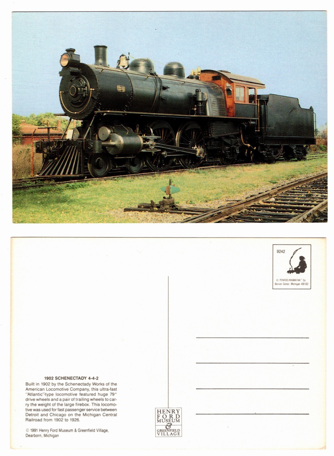 Postcard Locomotive Train 1902 Schenectady 4-4-2 Ford Museum Dearborn ...
