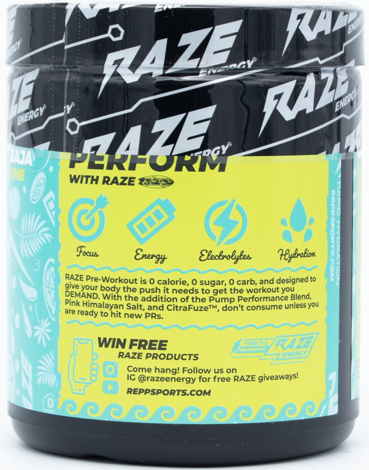 Repp Sports RAZE Pre Workout Energy Drink Mix Powder, 30 SRV-Baja Lime ...