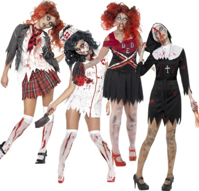 Zombie Ladies Costume Adults Halloween Fancy Dress Nurse Nun ...