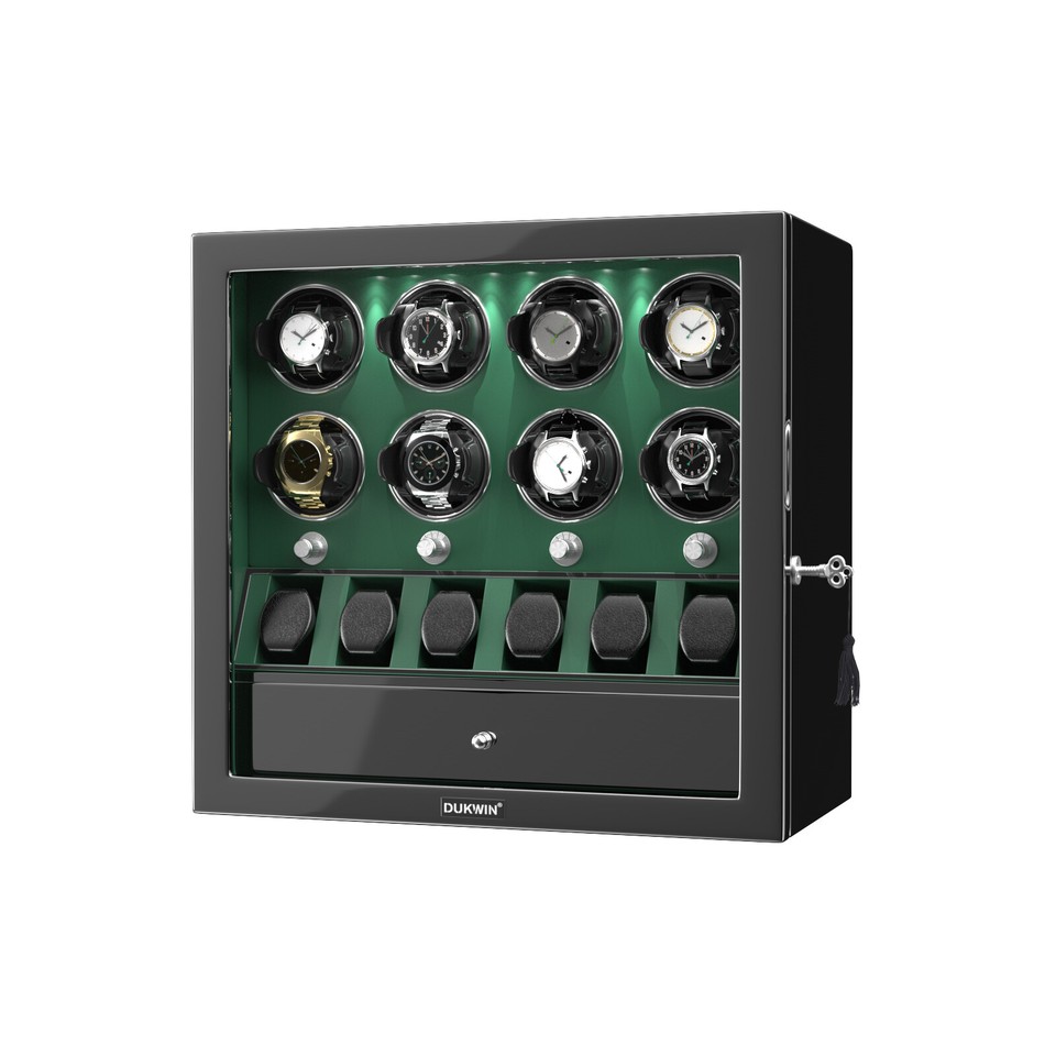 Compact Automatic 8 Watch Winder With 6 Extra Watches Display Storage ...