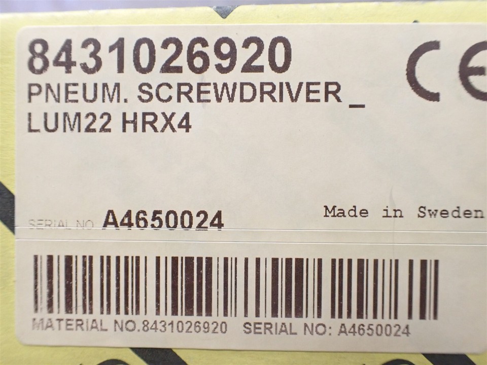 NEW Atlas Copco LUM22 HRX4 Pneumatic Screwdriver (P23) | eBay