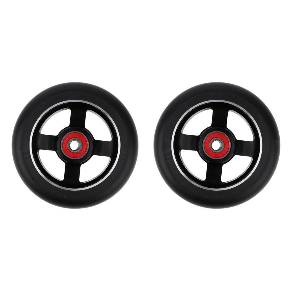 2pcs Replacement 100mm Push/Kick/ Scooter Wheels with Bearings ...