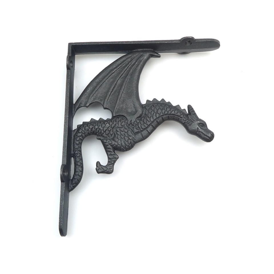 Oakcrafts - Pair of Antique Cast Iron Winged Dragon Shelf Brackets ...