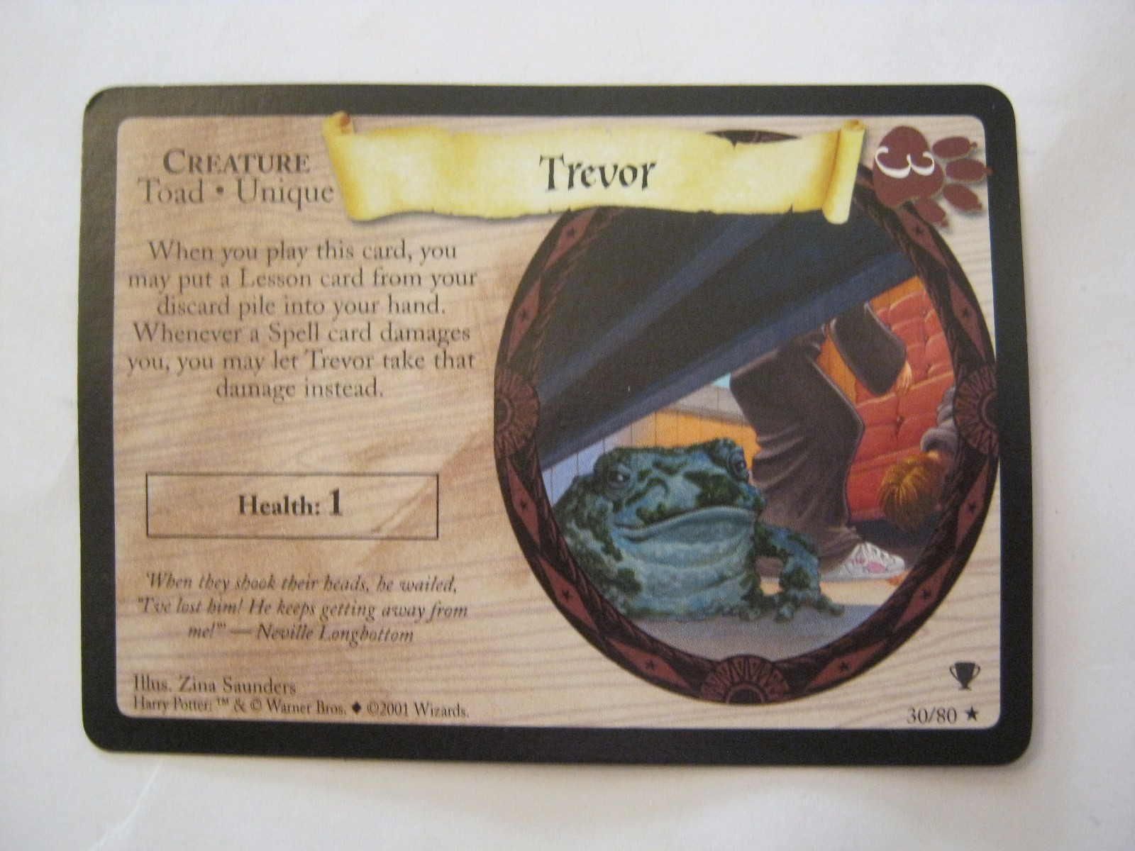Harry Potter Trevor #3, Creature, Toad, Unique Game Card 30/80 (Fair ...