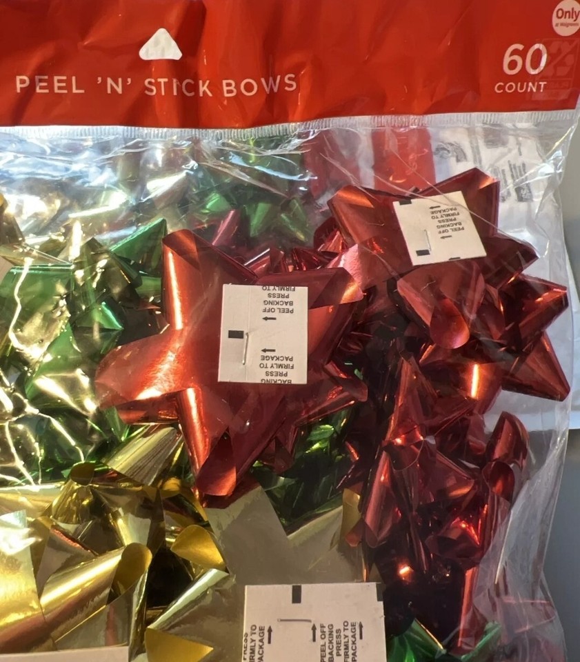 Metallic Peel N Stick Bows, Hallmark, 60 Count, New | eBay
