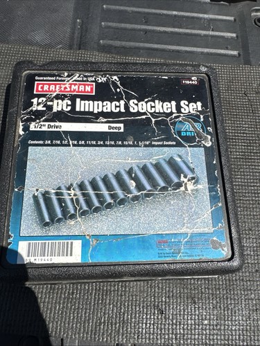 Sears Craftsman USA NOS SAE 1/2” Drive Impact Socket Set Deep 19440 GK ...