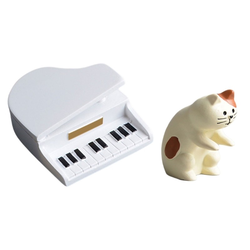 Cute Cats Playing Piano Figurines Ornaments Set for Living Room or ...