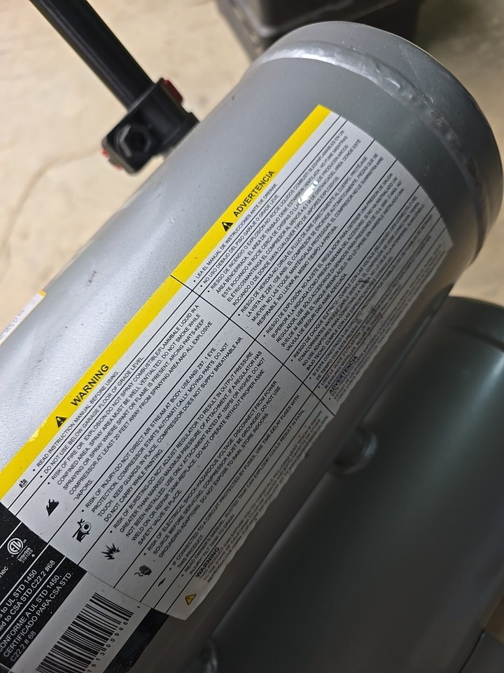 Husky Portable Air Compressor 4.5 Gal. Double-Stack Tank Steel Corded ...