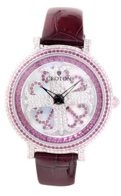 CROTON LADIES AMETHYST COLORED CRYSTALS SPINNING DIAL WATCH WITH ...