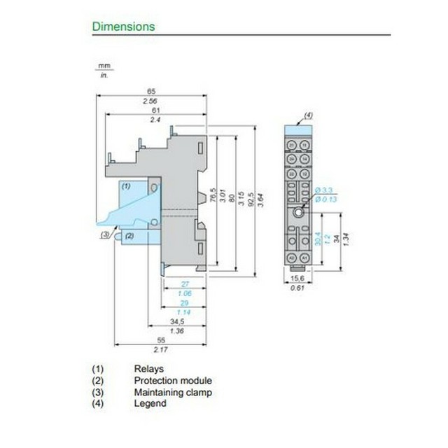 Schneider Electric RSZE1S48M Relay Socket Base 10a 250v for sale online ...