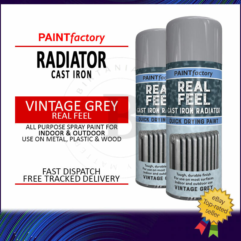 Radiator Spray Paint Grey Heat Resistant Metal Iron Gloss Finish 400ml ...