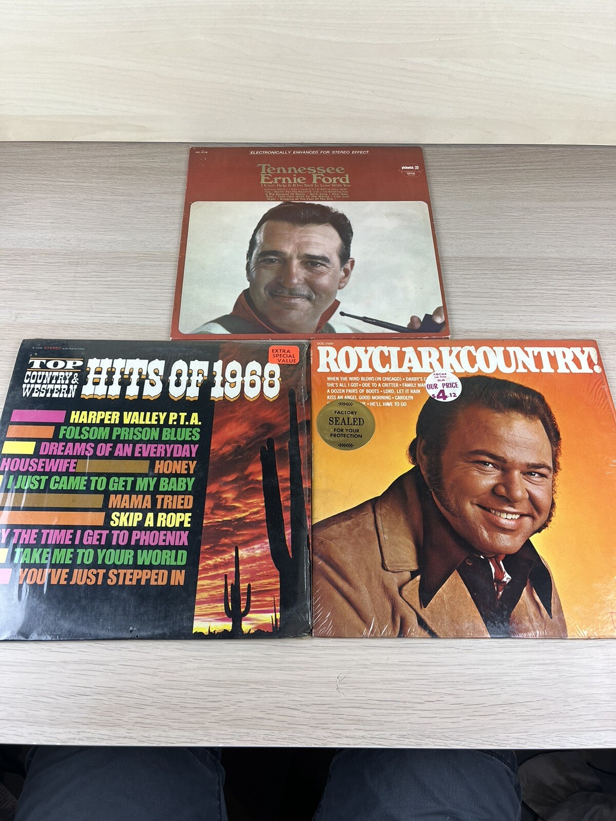 3 Country Western Vinyl Record Lot Hits of 1968 Roy Clark Tennesse ...