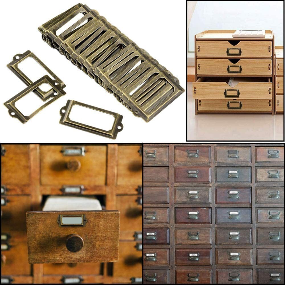 Drawer Labels Holder Set Gift Box Lockers Jewelry Box Tag 30pcs Antique ...