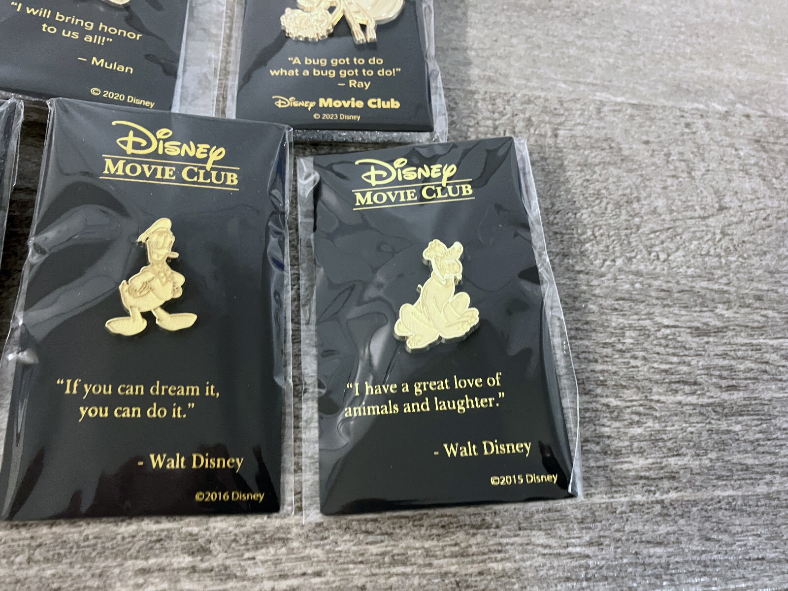 Set of 7 Disney Movie Club Exclusive Lapel Pins Gold Tone - Tinker Bell ...