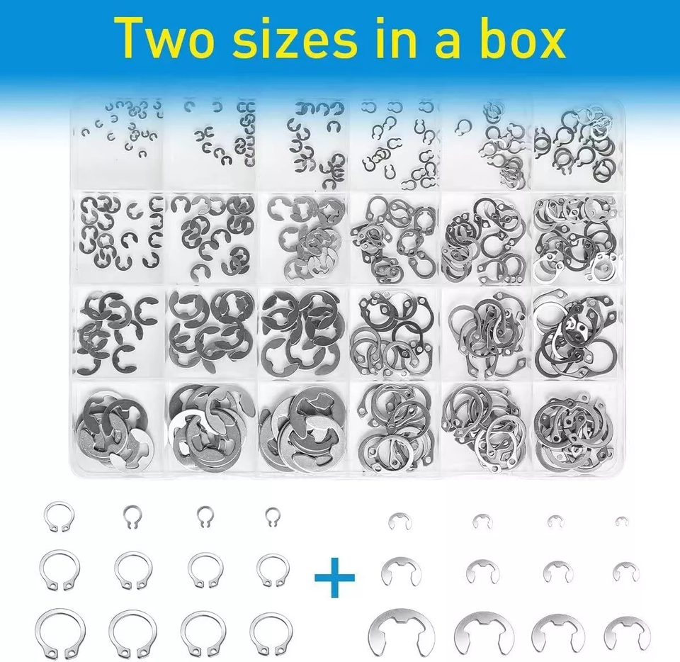 327Pcs Stainless Steel E-Clip Circlip Kit Retaining Ring Assortment Set ...