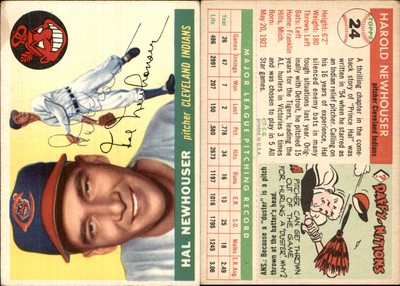 Hal Newhouser Signed 1955 Topps #24 Card Cleveland Indians Auto AU ...