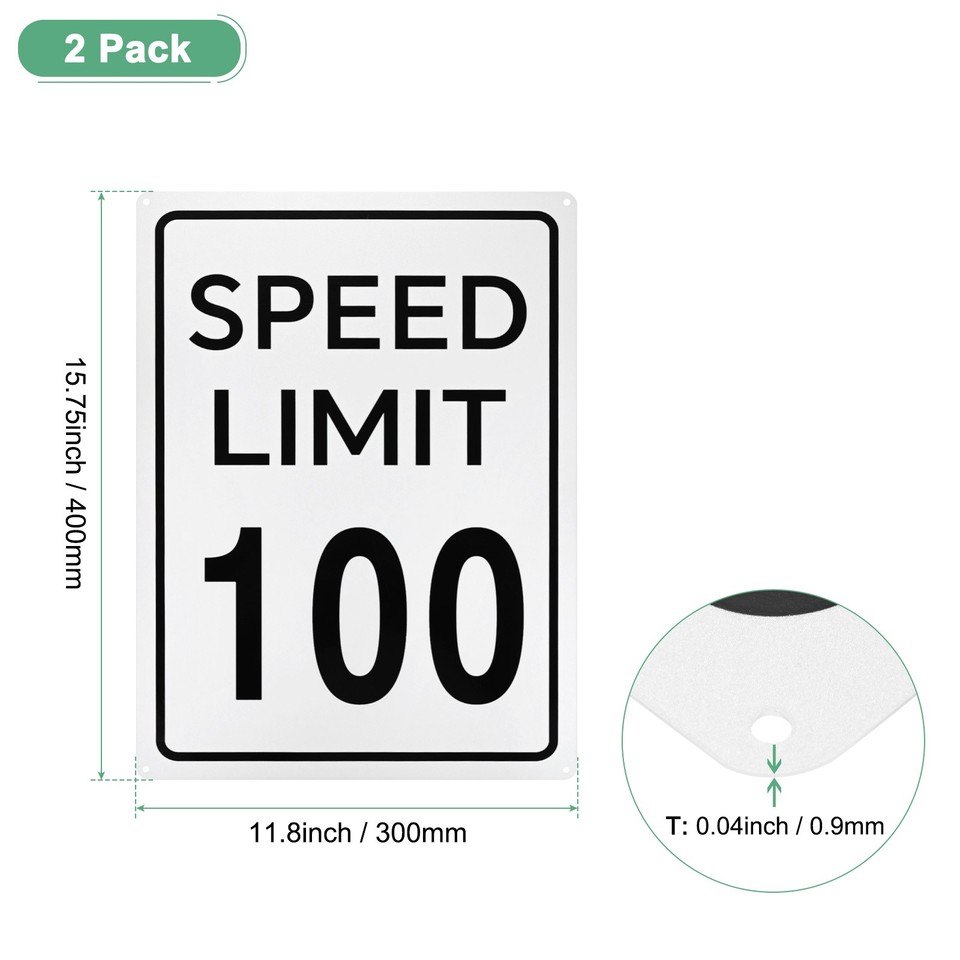 2-Pack Speed Limit 100 MPH Sign 16" x 12" Aluminum Weather Resistant | eBay