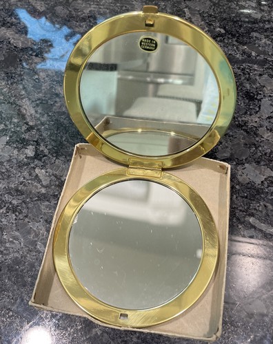 Vintage Victorian Mural Round Double Mirror Compact Made In Western ...