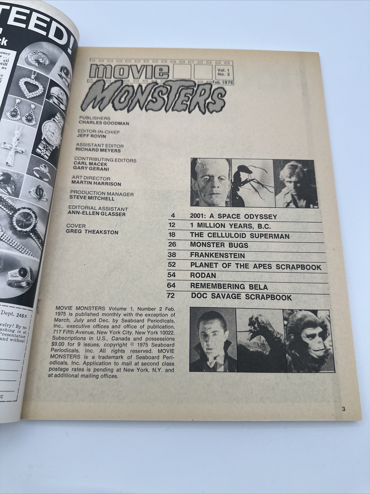 Movie Monsters Magazine #2 Feb 1975 Horror Fanzine Planet of the Apes ...