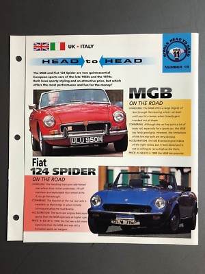 MGB vs. Fiat 145 Spider "Head to Head" IMP "Hot Cars" Spec Sheet ...