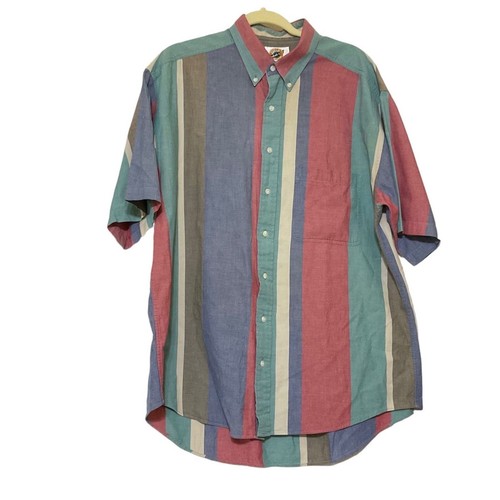 Vintage Field Gear Multi Color Stripe Mens Button Down Shirt Size LT | eBay