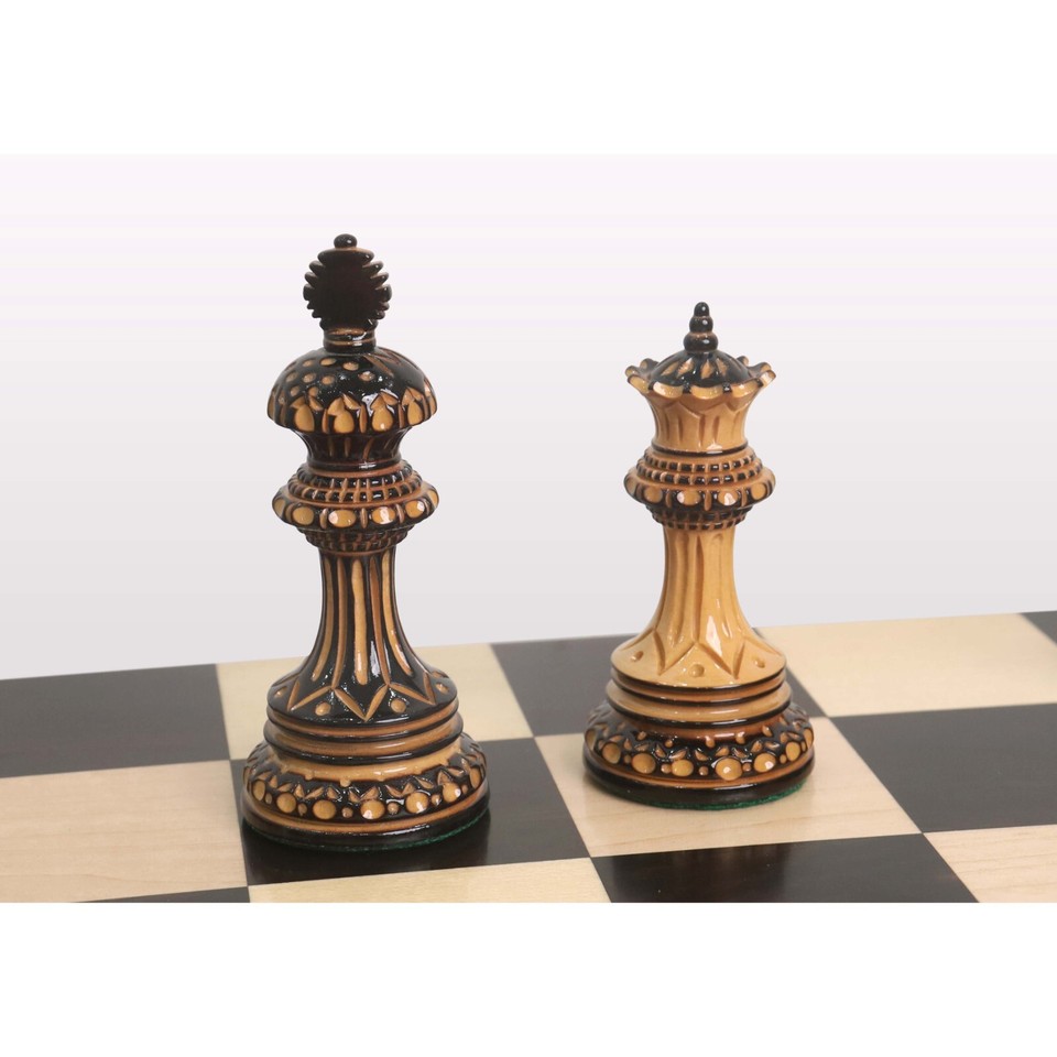 Alexandria Luxury Staunton Burnt Carving Chess Set- Chess Pieces Only ...