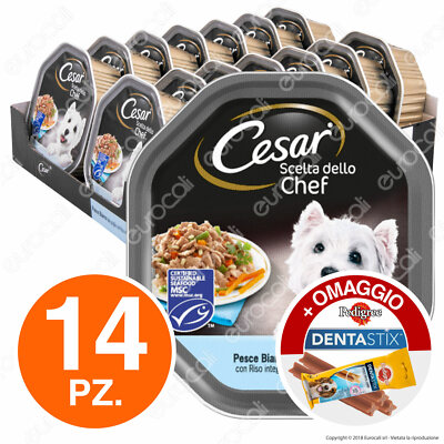 Cesar Scelta dello Chef Cibo per Cani Pesce Riso Verdure - 14 Vaschette ...