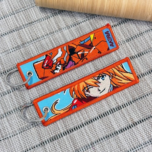 Asuka Evangelion Anime Eva 02 Mecha Embroidered Key Tag Keychain ...