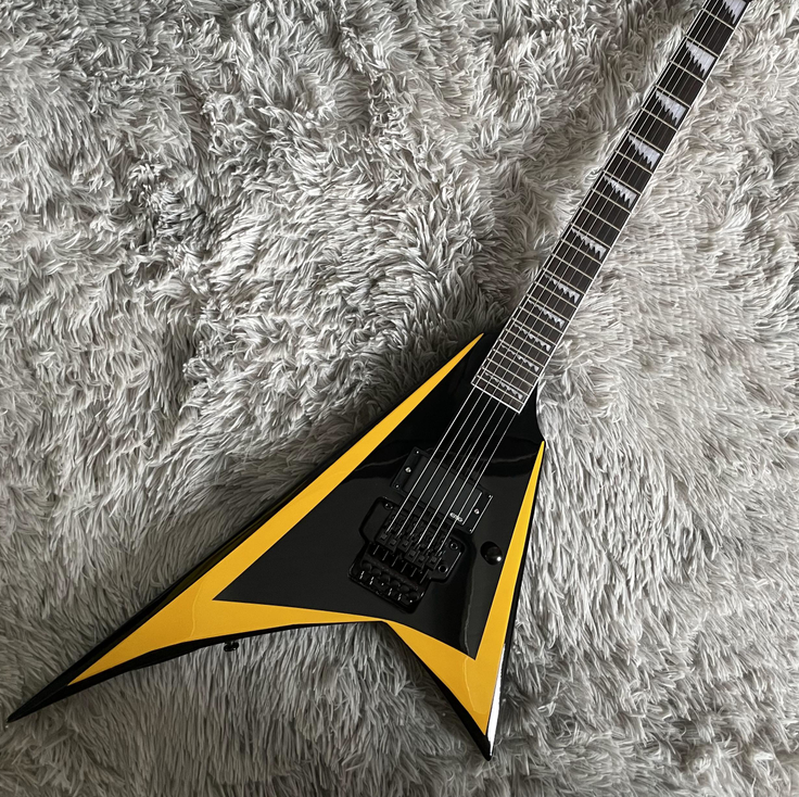 Solid Body Electric Guitar Alexi Laiho Black W/Yellow Pinstripe Free ...