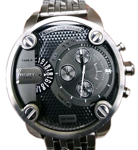 Diesel SBA Dual Time Chronograph Grey Dial Stainless Steel Men's Watch ...