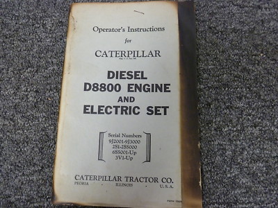 Caterpillar Cat Diesel D8800 Engine & Electric Set Owner Operator ...