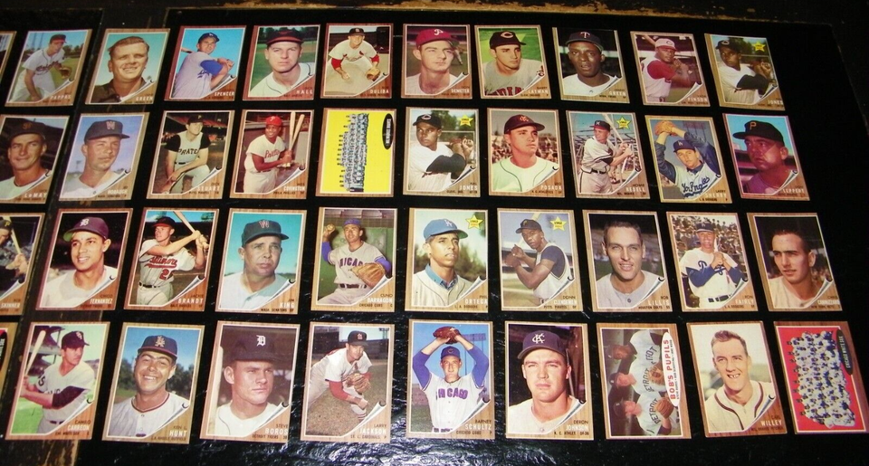 1962 TOPPS BASEBALL CARDS GROUP LOT OF 56,REALLY NICE CONDITION CORNERS ...
