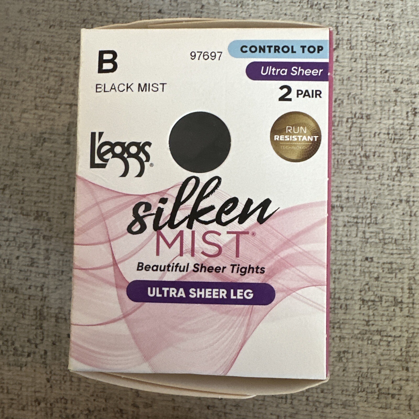 Leggs Silken Mist Ultra Sheer Leg Size B Black Mist 2 Pair Pack Run ...