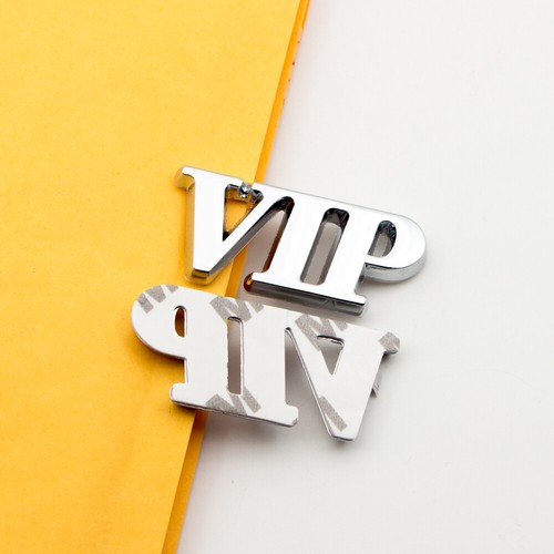 2Pcs Car Body Metal VIP Logo Badge Rear Tailagte Trunk Chrome Emblem ...