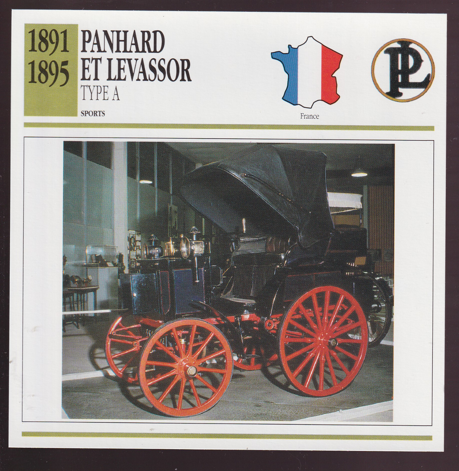 1891-1895 Panhard Et Levassor Type A France Car Photo Spec Sheet Info ...