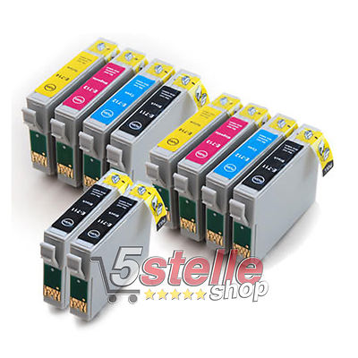 KIT 10 CARTUCCE PER STAMPANTE EPSON STYLUS DX8400 DX 8400 NERO + COLORE ...