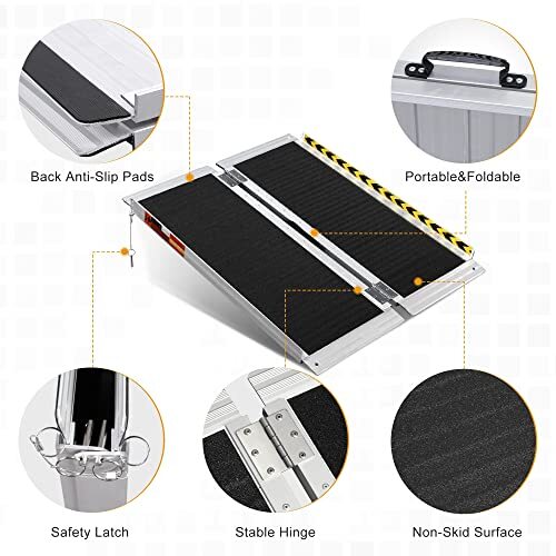 Non Skid Wheelchair Ramp 3FT, Threshold Ramp with an Applied Slip ...