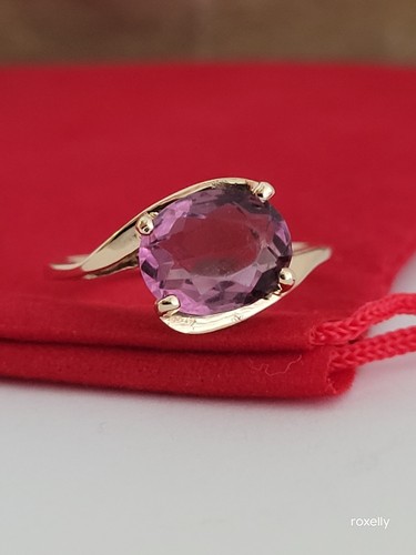 ️10k Size 9 Vintage Solid Yellow Gold Amethyst Gemstone Ring! | eBay