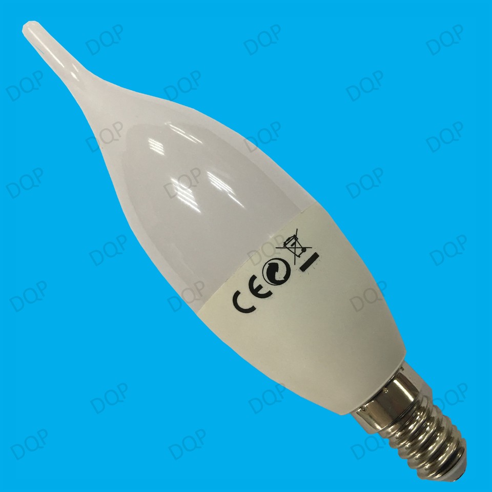 2x 6W SES E14 6500K Daylight White LED Bent Tip Candle Light Bulb Lamp ...
