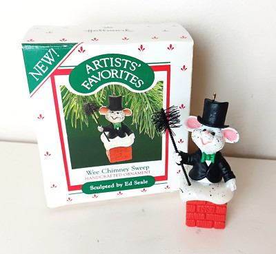 Vintage Hallmark Wee Chimney Sweep Mouse with Hat Christmas Ornament In ...